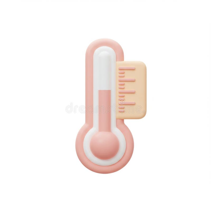 Pink and White 3D Rendered Thermometer Icon Stock Illustration ...