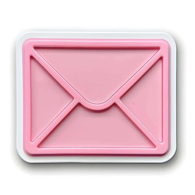 A Pink and White Envelope Icon on a White Background Stock Illustration ...