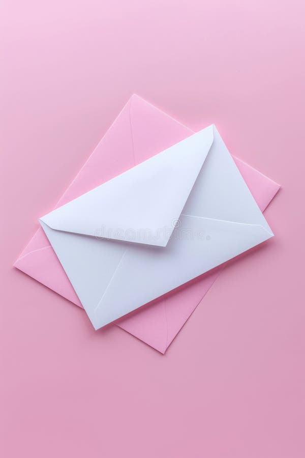 Pink and White Envelopes on Pastel Pink Background. Top View Stock ...