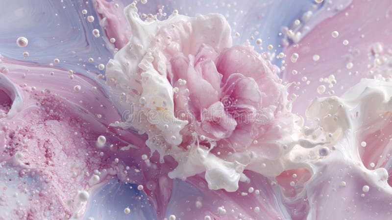 Pink and White Floral Explosion Amidst Dynamic Pastel Swirls Stock ...