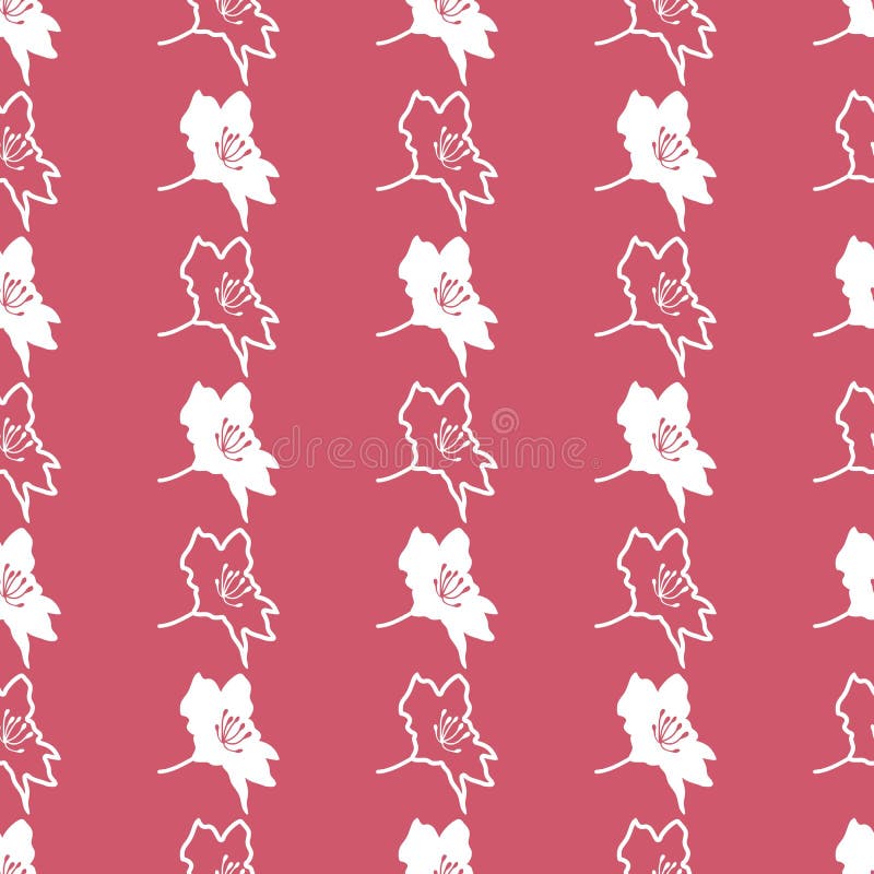 Pink White Floral Petal Abstract Vertical Silhouette Vector Seamless ...