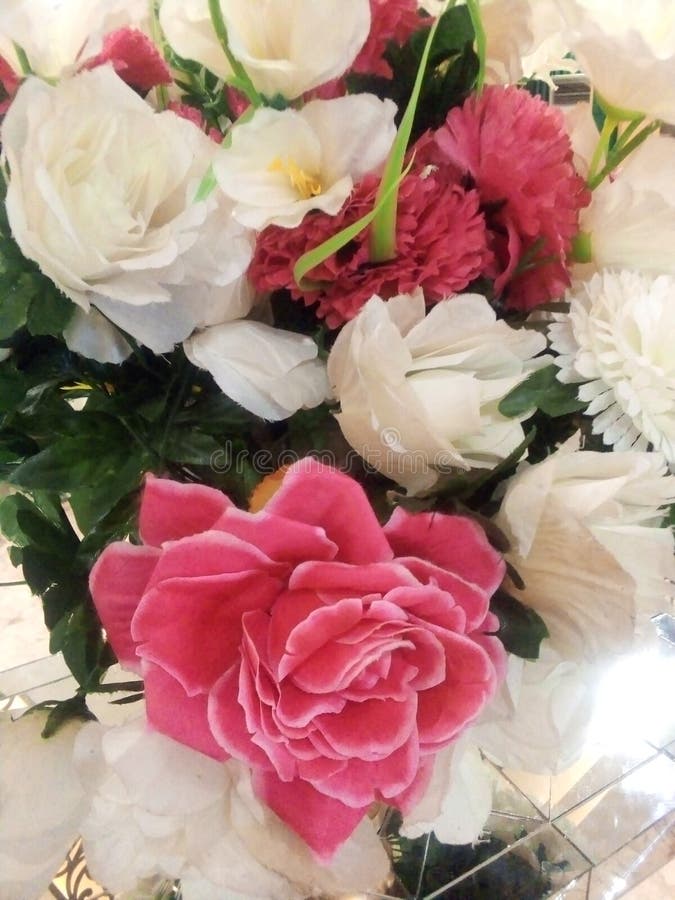 Pink White Flower Bokeh Decorations in Marriage Hall Stock Photo ...