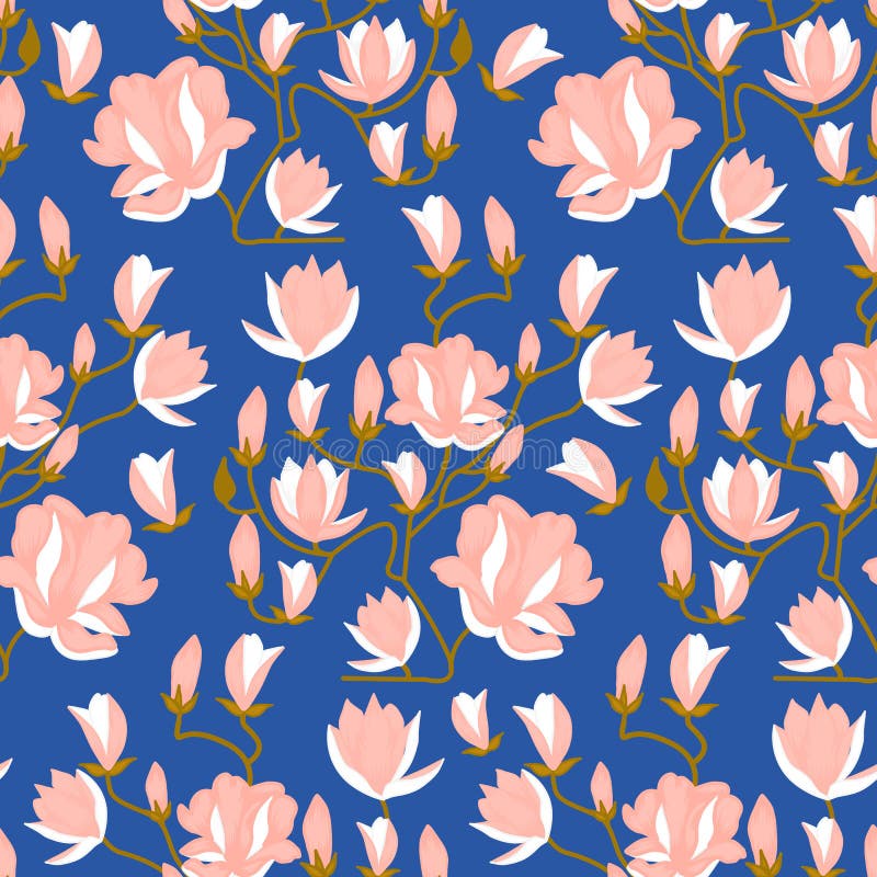 Pink and White Flower Composition, in a Seamless Pattern Design 1 Stock ...