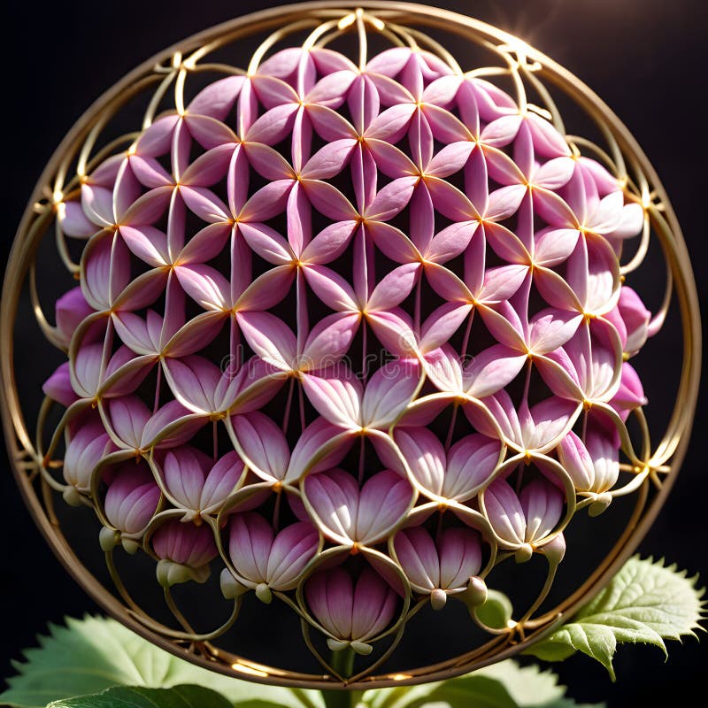 Pink and White Flower Petals in a Circular Flower of Life Shape. Stock ...