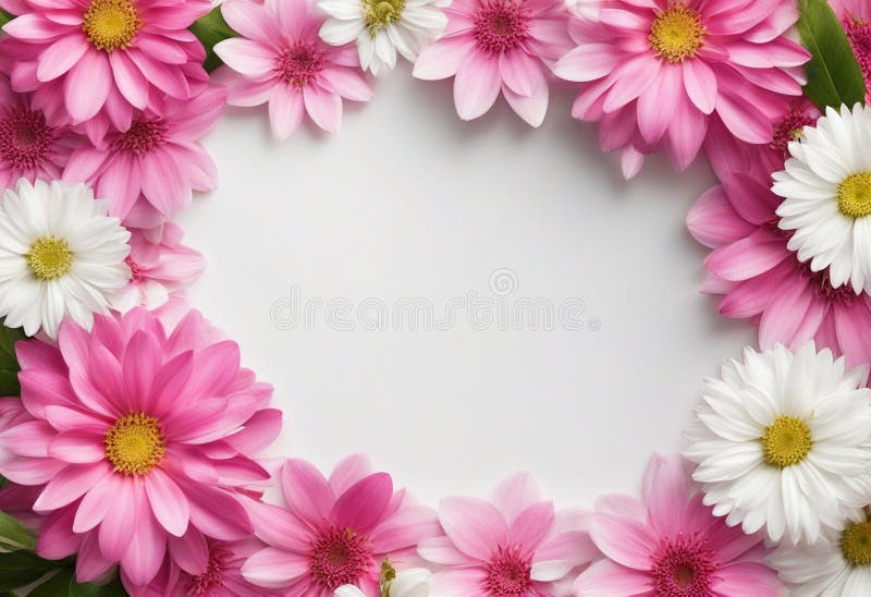Pink and White Flowers Border Design Over the White Stock Illustration ...