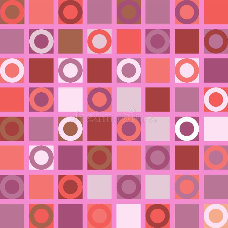 Geometric Repeat Pattern Pink Squares with Circles Stock Vector ...