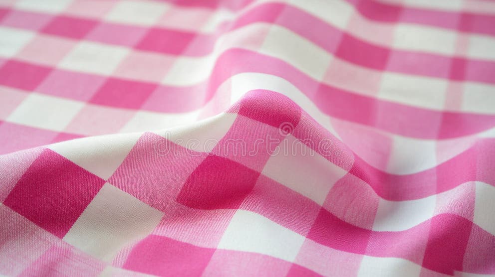 Pink and White Gingham Fabric Texture Background Stock Illustration ...