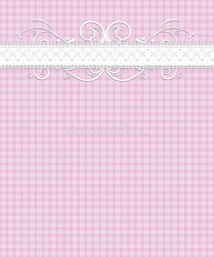 Pink White Gingham Pattern, Lace, Flourish Stock Illustration ...