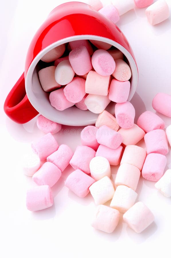 Pink and White Mini Marshmallows Stock Image - Image of marshmallow ...