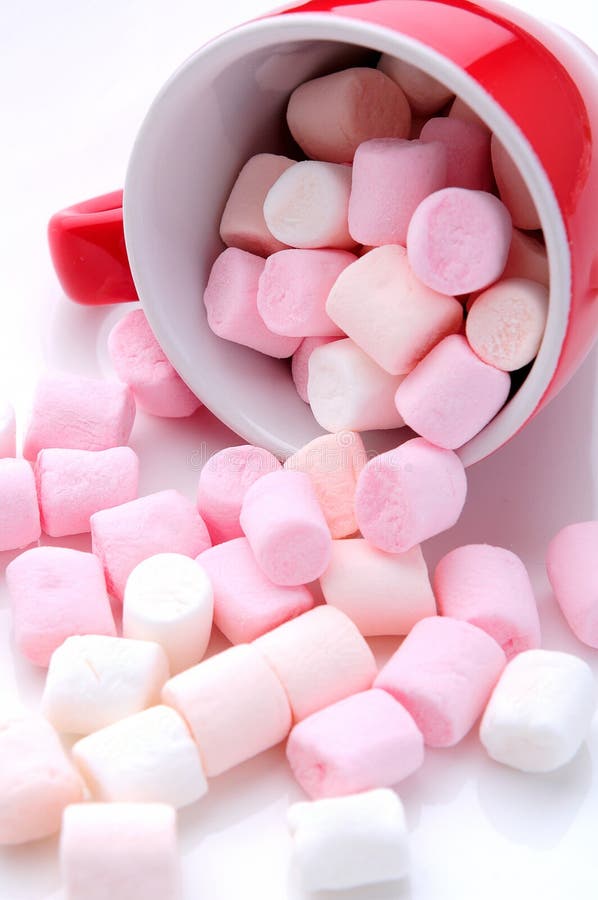 Pink and White Mini Marshmallows Stock Photo - Image of pastel, colors ...