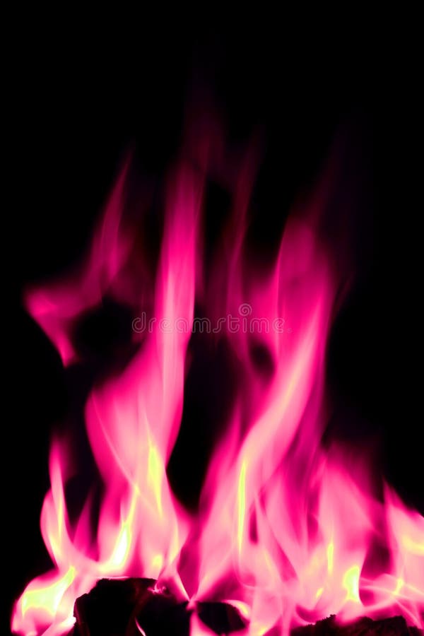 Pink and White Open Fire Flames Stock Image - Image of fireplace ...
