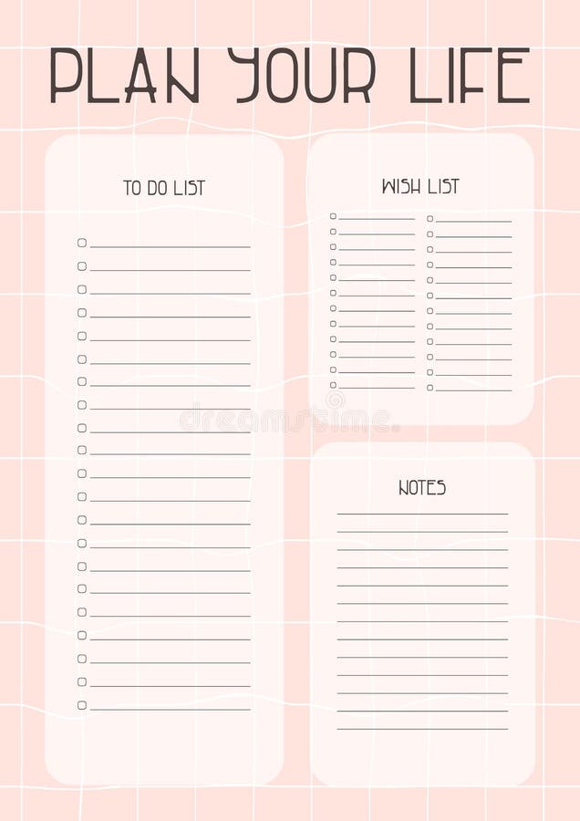 Pink Plan You Life Page with Wish List, Notes and To Do List Templates ...