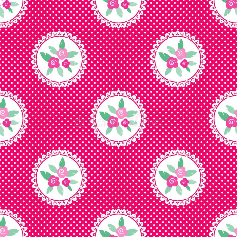 Pink and White Polka Dot Seamless Pattern Stock Illustration ...