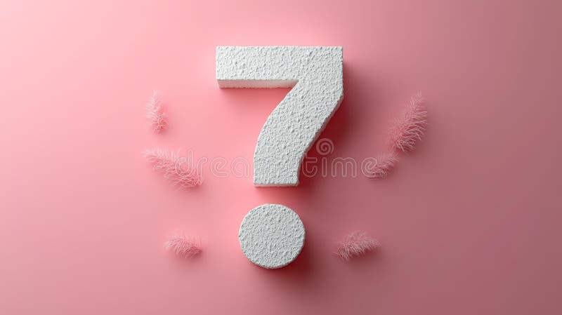 Pink and White Question Mark Sculpture on a Soft Pastel Pink Background ...