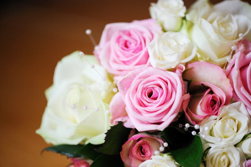 Pink and white roses stock image. Image of bunch, marriage - 25829947