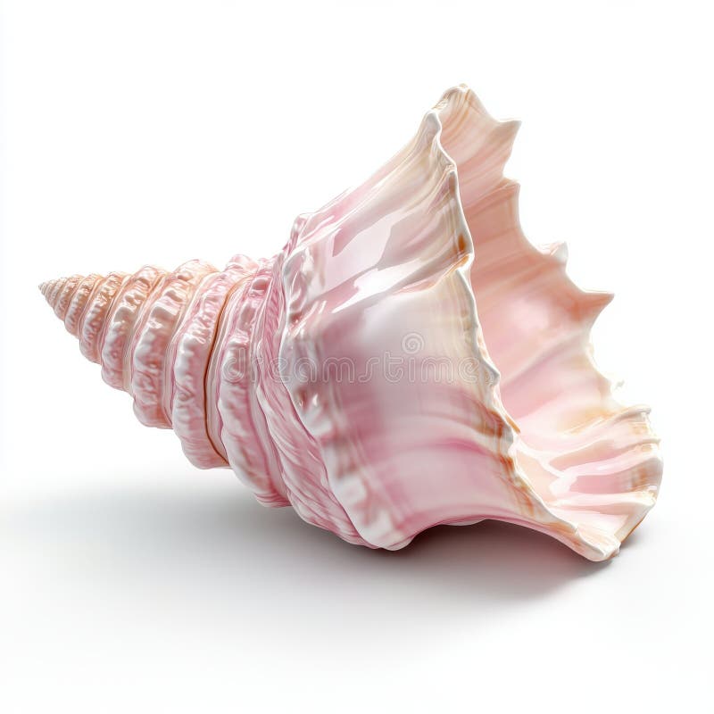 Pink Seashell on White Background Detailed Spiral Texture Stock ...