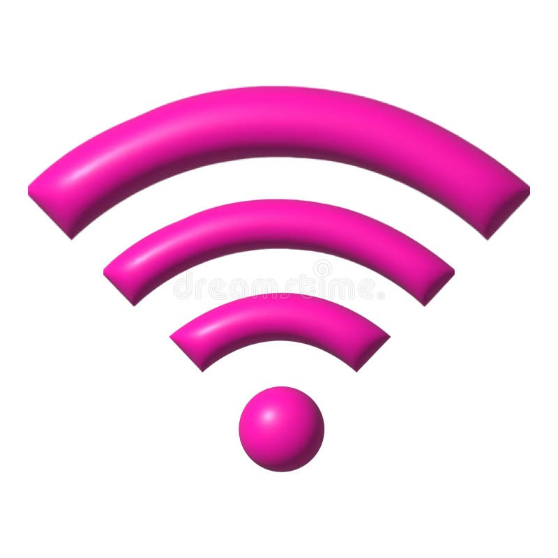 Pink Wifi Icon 3d Cartoon Vector. Internet Signal Stock Vector ...