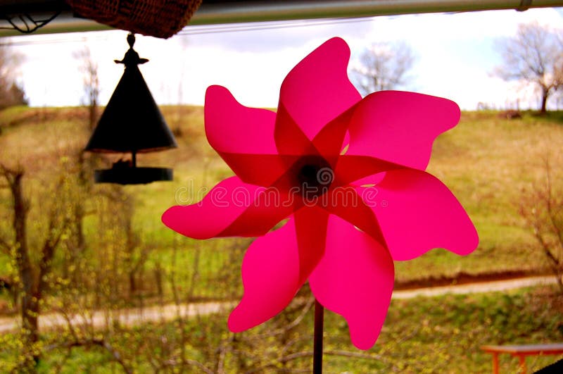 Pink Windmill on the Balcony Stock Photo - Image of balcony, spring ...