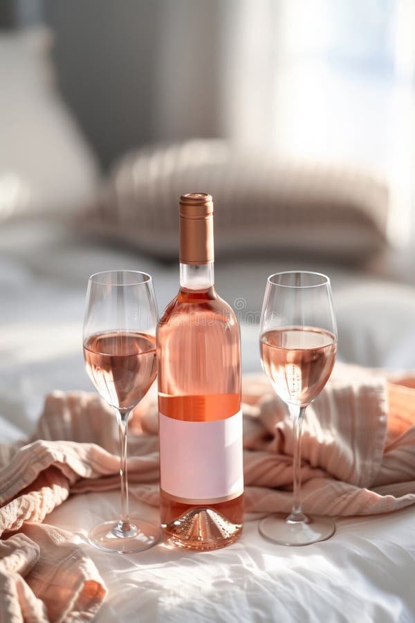 Pink wine in a bottle. stock illustration. Illustration of liquid ...