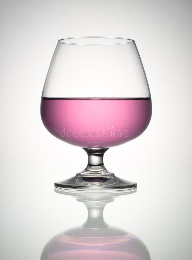 Pink Wine in Brandy Glass and Reflection Stock Photo - Image of luxury ...