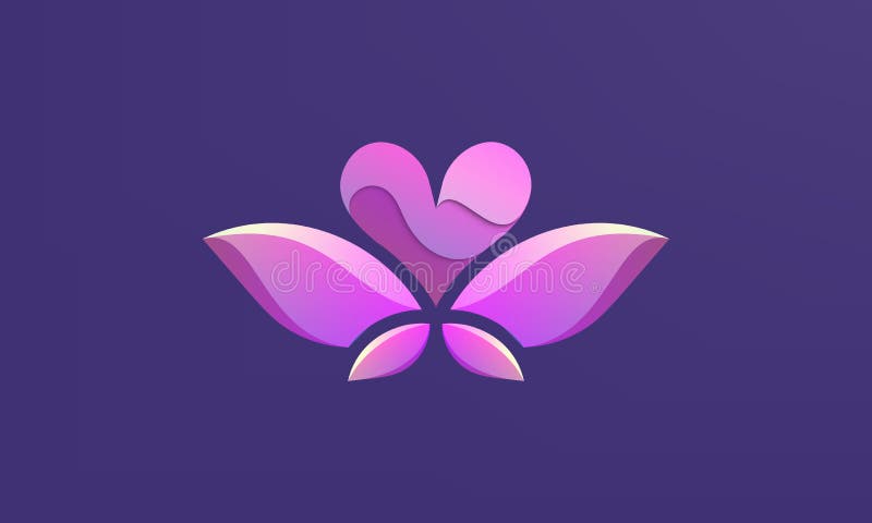A Pink Winged Heart in Flight Logo Design Stock Vector - Illustration ...