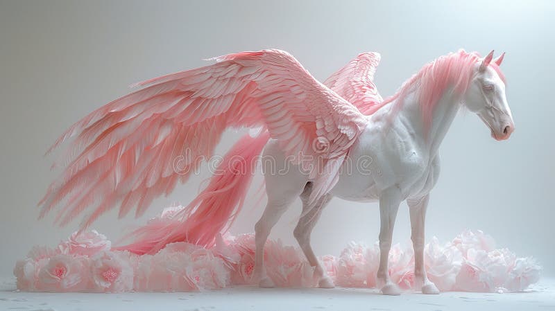 Pink winged Horse stock illustration. Illustration of studio - 337784940