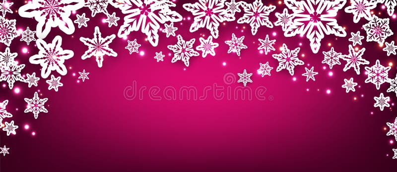 Pink Winter Banner with Snowflakes. Stock Vector - Illustration of ...