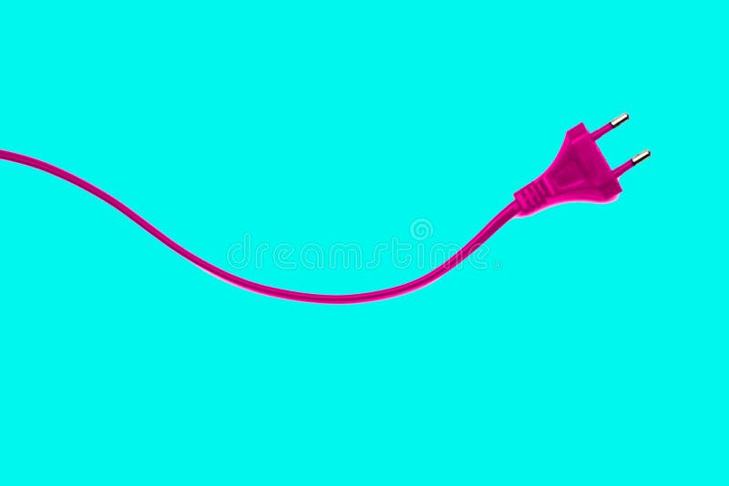 Pink wire with plug stock image. Image of computer, button - 110128335