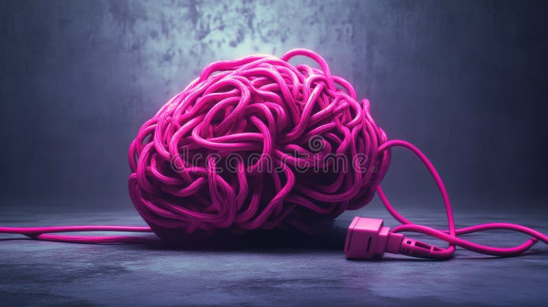 Pink Wired Brain Concept Symbolizing Connection and Creativity Stock ...