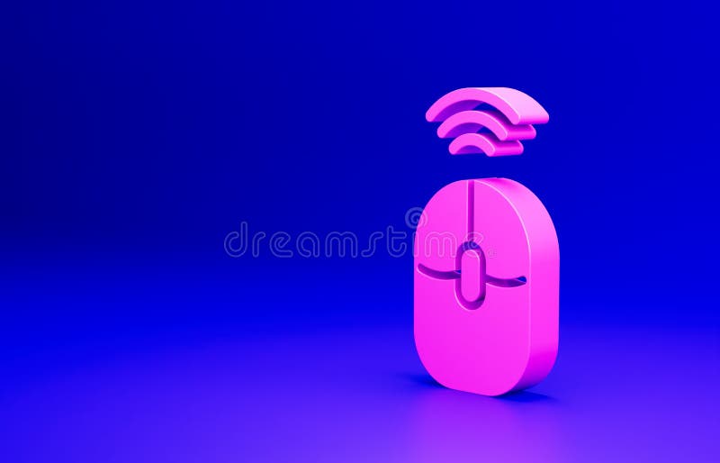 Pink Wireless Computer Mouse Icon Isolated on Blue Background. Optical ...