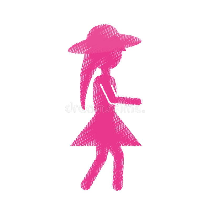 Pink woman walk icon image stock illustration. Illustration of pink ...