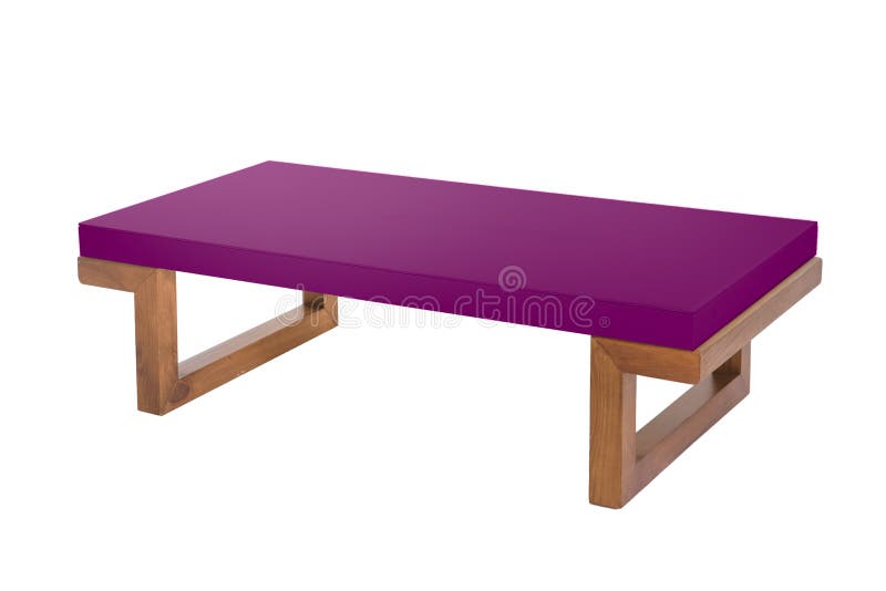 Pink Wooden Modern Table on White Background. Stock Photo - Image of ...