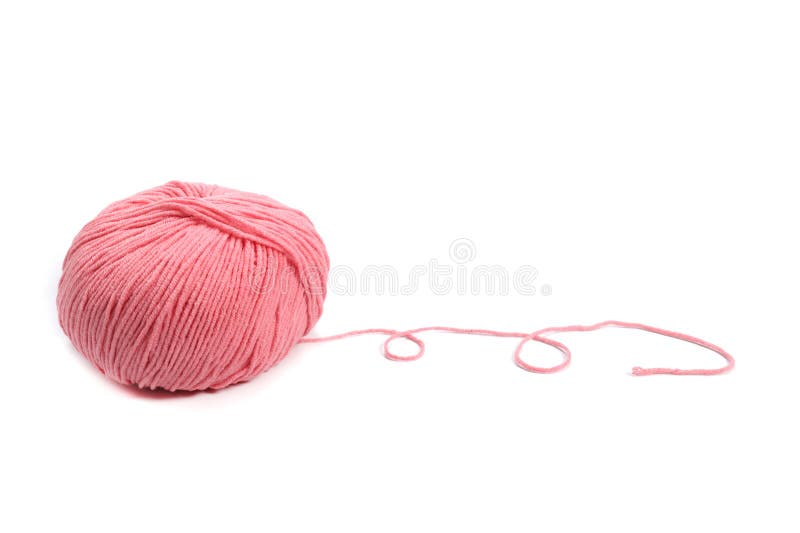 Pink Wool Yarn Ball Isolated on White Stock Image - Image of string ...