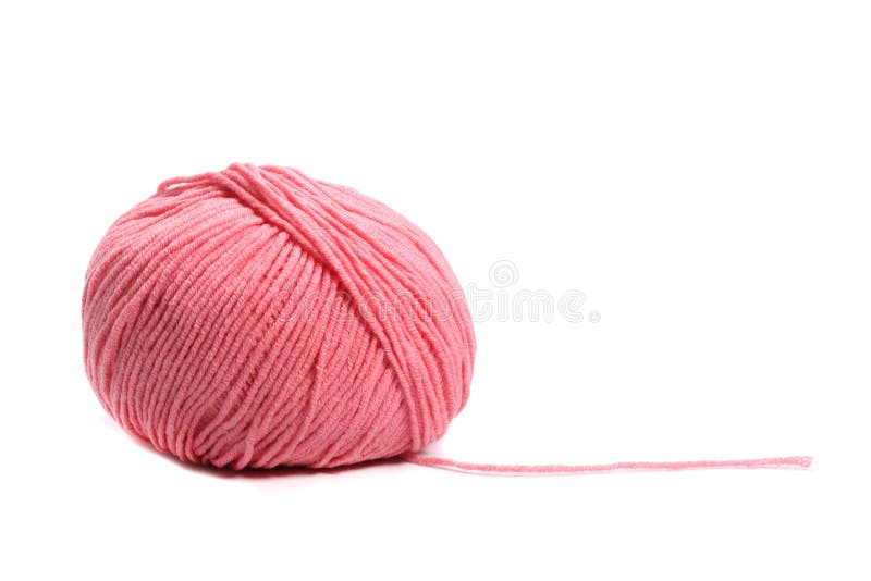 Pink Wool Yarn Ball Isolated on White Stock Image - Image of remote ...