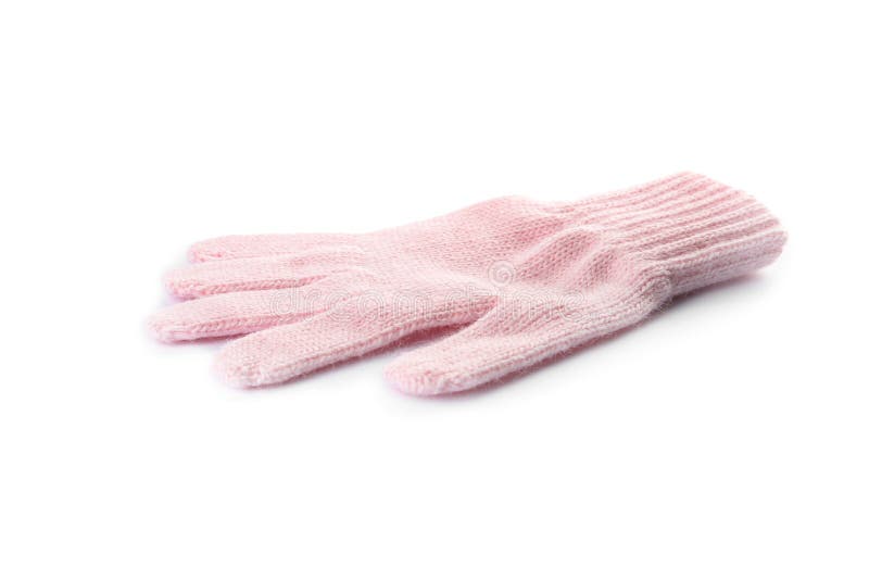 Pink Woolen Glove Isolated on White. Winter Clothes Stock Photo - Image ...