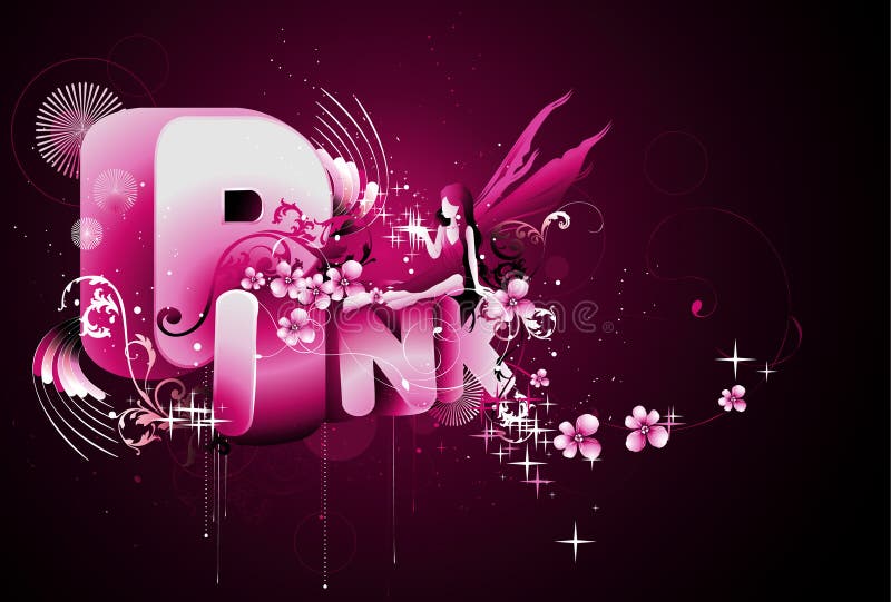 Pink word illustration stock vector. Illustration of flower - 9247134