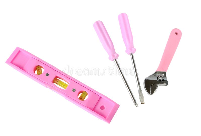 Pink work tools stock photo. Image of level, women, tool - 28442546