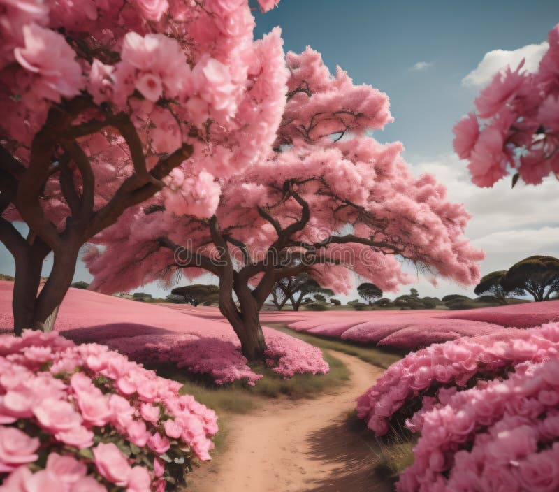 Pink world. stock illustration. Illustration of tree - 286535901