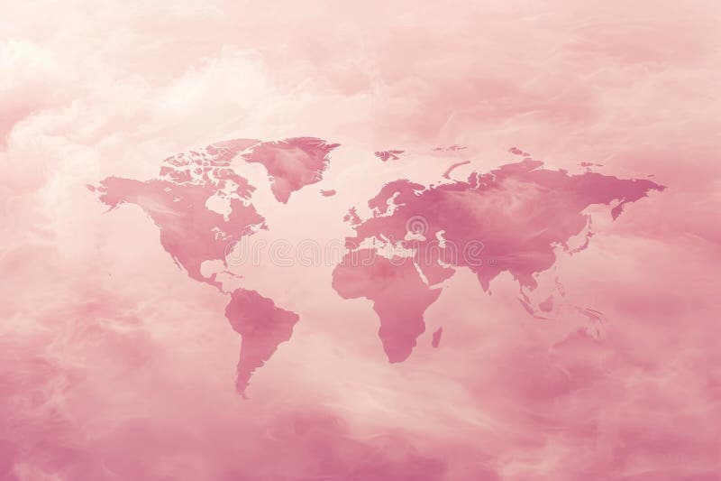 A Pink World Map with an Airplane on it, in the Style of Pop Inspo ...