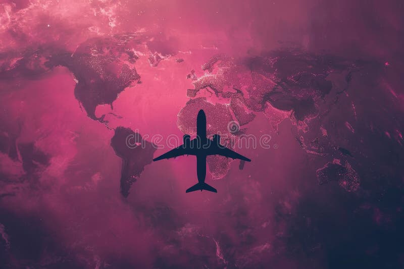 A Pink World Map with an Airplane on it, in the Style of Pop Inspo ...