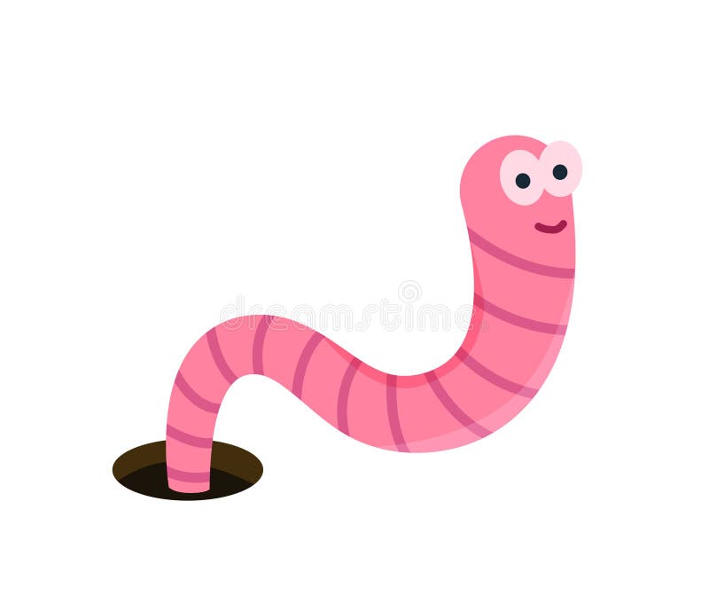 Pink Worm Vector Flat Style. Earthworm is a Cartoon Character Stock ...