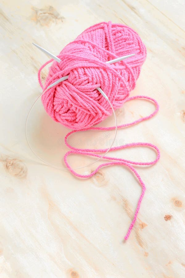 Pink Yarn with Knitting Needles Stock Photo - Image of knit, fashion ...