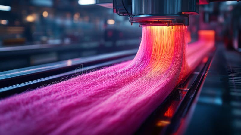 Pink Yarn Production Line in Modern Factory Stock Illustration ...
