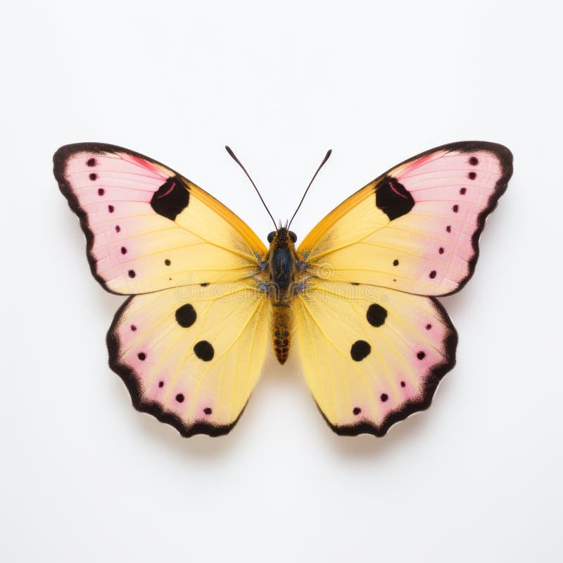 Pink and Yellow Butterfly on White Surface - Museum Gallery Diorama ...