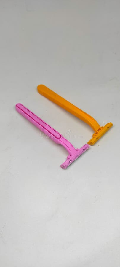 Pink and Yellow Disposable Razor for Shaving Mustache, Razor with White ...