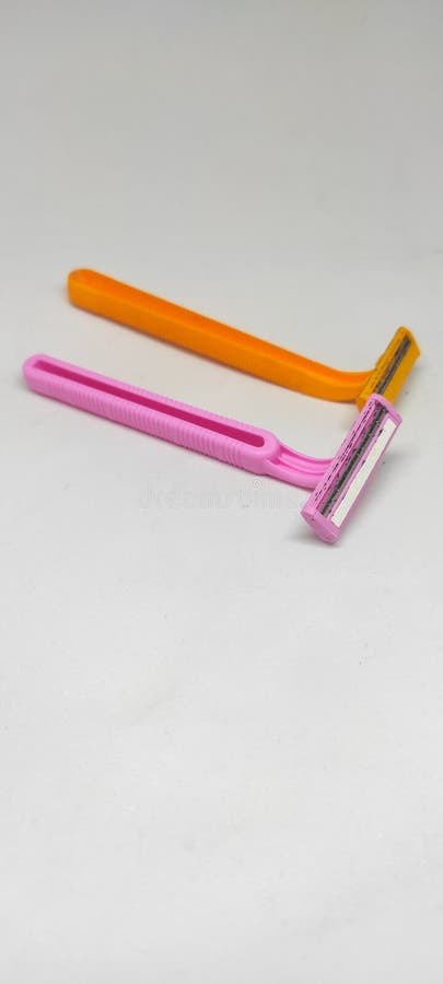 Pink and Yellow Disposable Razor for Shaving Mustache, Razor with White ...