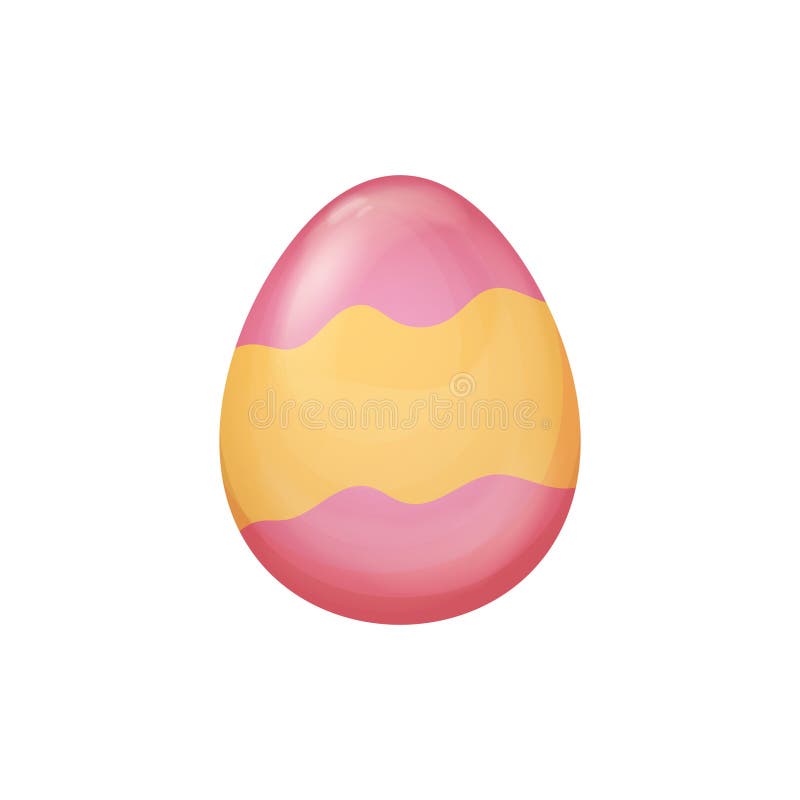 Pink and Yellow Easter Egg Vector with Abstract Wavy Pattern on a ...