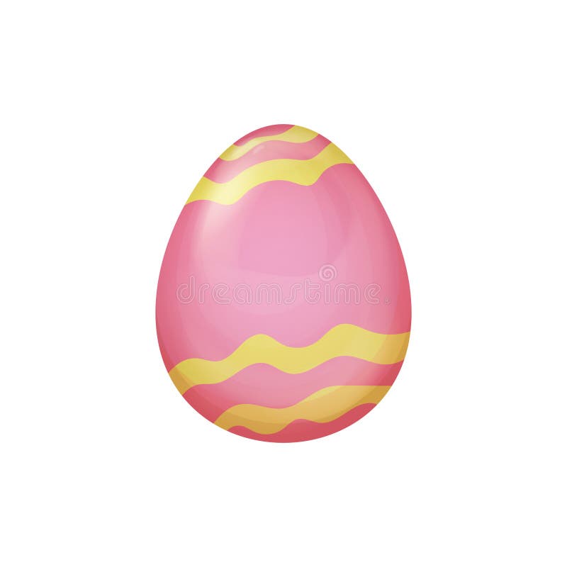 Pink and Yellow Easter Egg Vector with Abstract Wavy Pattern on a ...