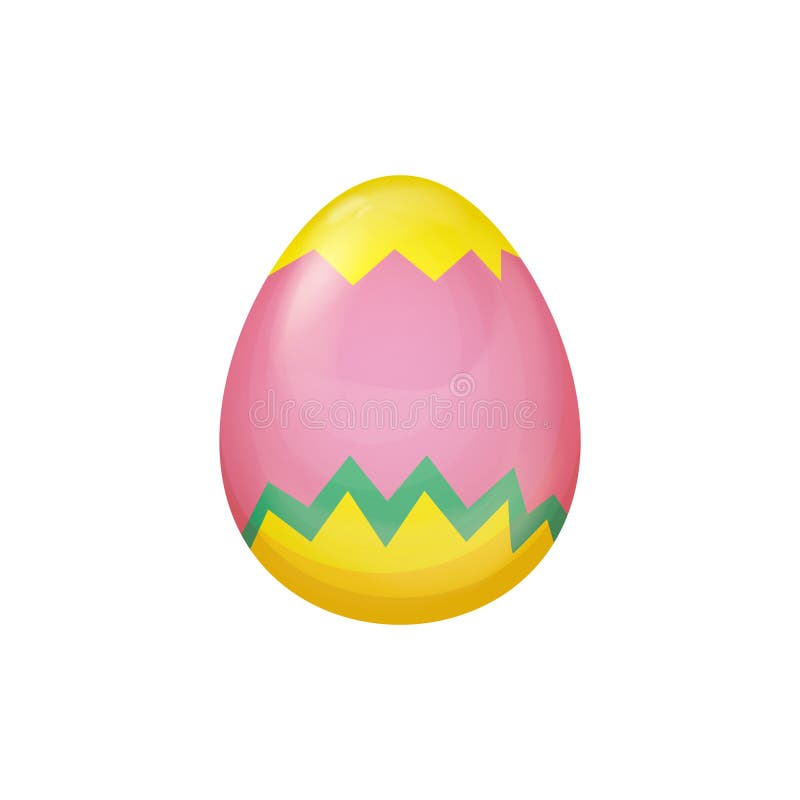 Pink and Yellow Easter Egg Vector with Abstract Wavy Pattern on a ...