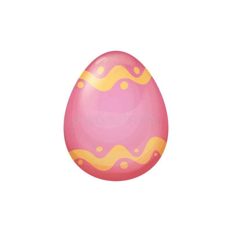 Pink and Yellow Easter Egg Vector with Abstract Wavy Pattern on a ...